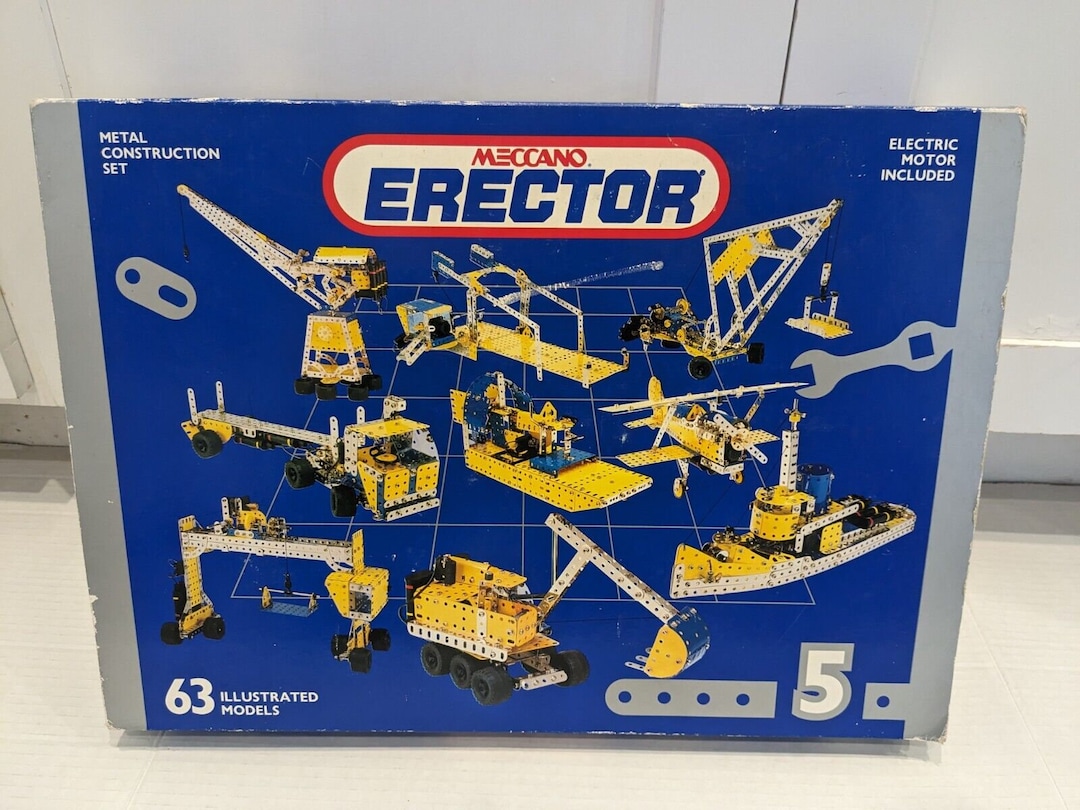 Meccano Erector Set 5 Metal Set W/ Motor COMPLETE W/ ALL INSTRUCTIONS ...