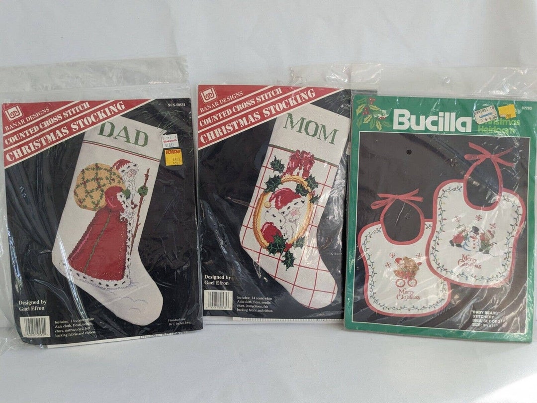 Mom and Dad Matching Christmas Stocking Kits Child Bibs Cross - Etsy