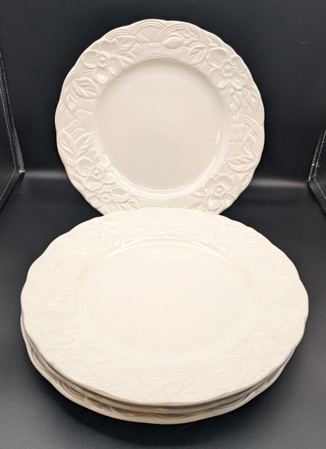 Japan Mikasa FLOWER BASKET White Dinner Plates Set 4 Floral - Etsy