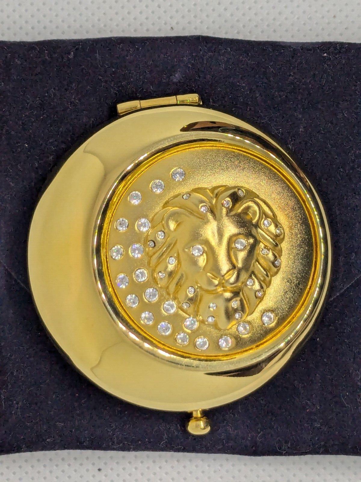 Estee Lauder Vtg Goldtone Leo Lion Lucidity Powder Compact W/velvet Bag ...
