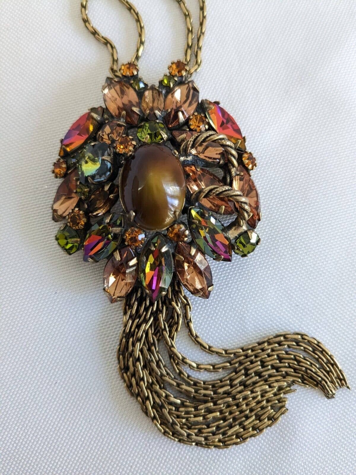 Vintage Unsigned Alice Caviness Watermelon & Gold Tone Rhinestones ...