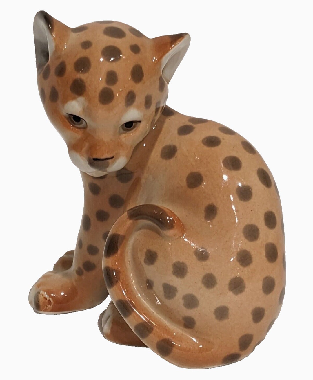 Vintage Lomonosov Cheetah Leopard Cat Cub Porcelain Made in - Etsy
