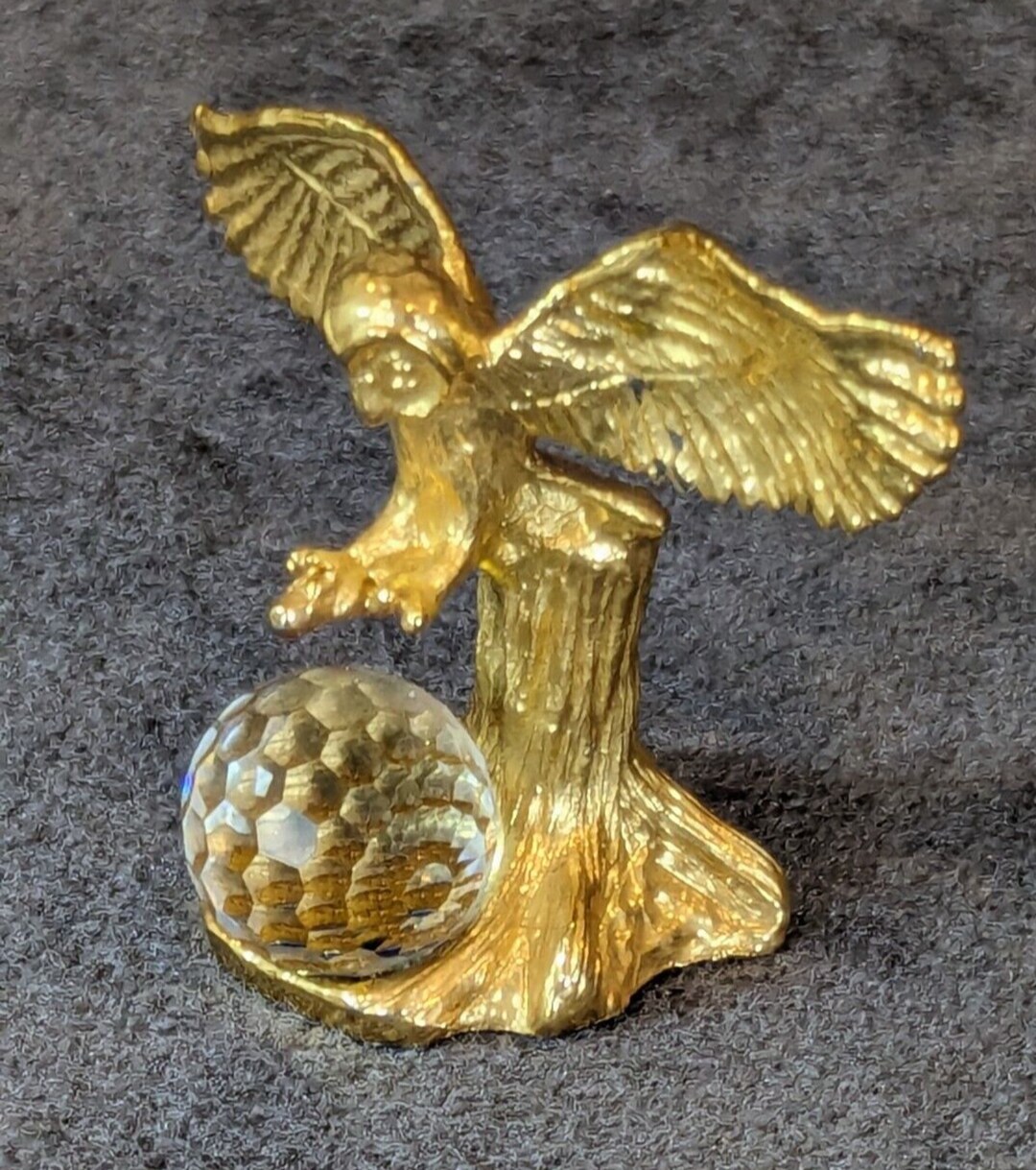 Vintage WAPW Owl Figurine Gold Tone Watermelon Crystal Made in Great ...