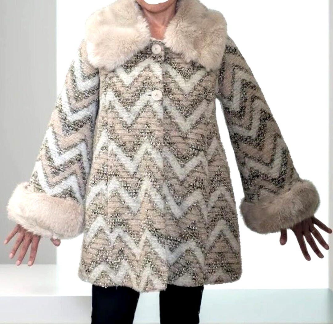 VTG Faux Fur Princess Wool Coat 1960s Mod Winter Made in Italy Neutral ...