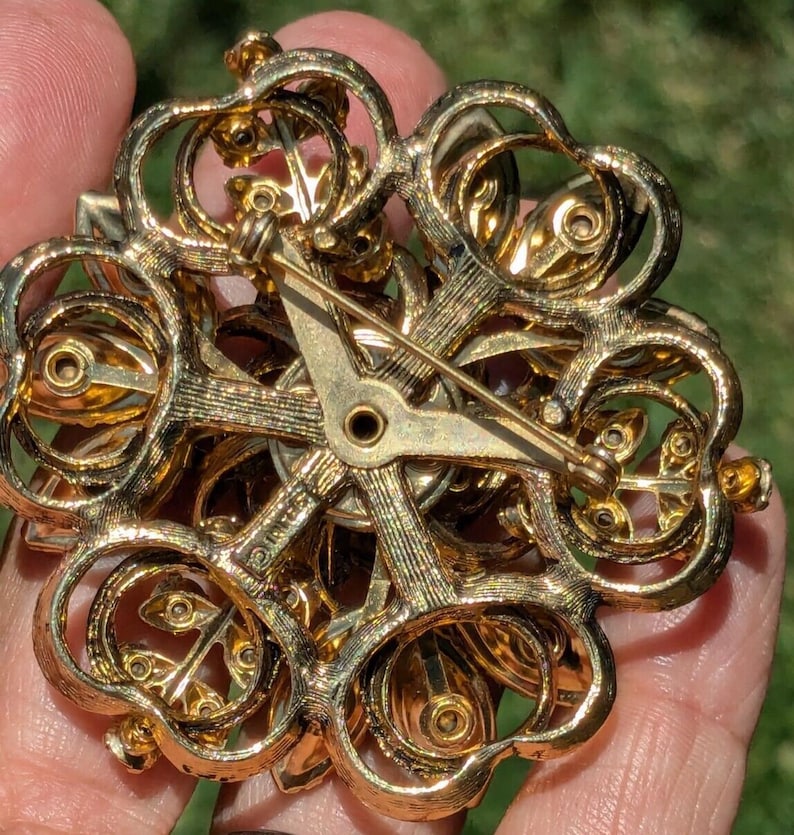 Vintage Signed Selro Selini Deep Red Aurora Borealis Brooch Pin ...