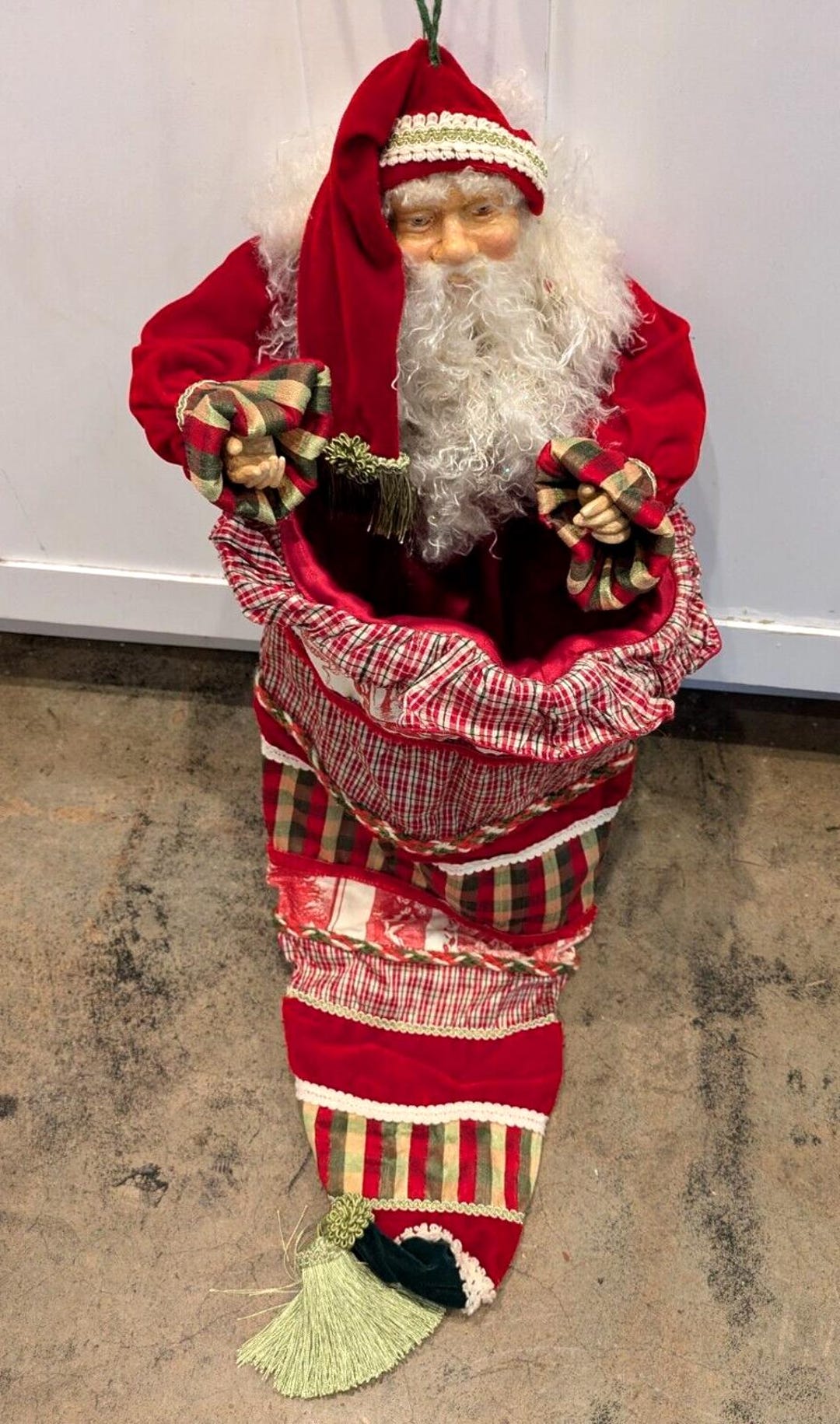 VTG Mark Roberts Large Santa Stocking Candy Bag Wall Hanging 44 ...