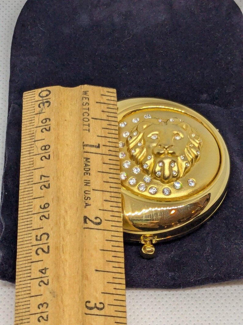 Estee Lauder Vtg Goldtone Leo Lion Lucidity Powder Compact W/velvet Bag ...