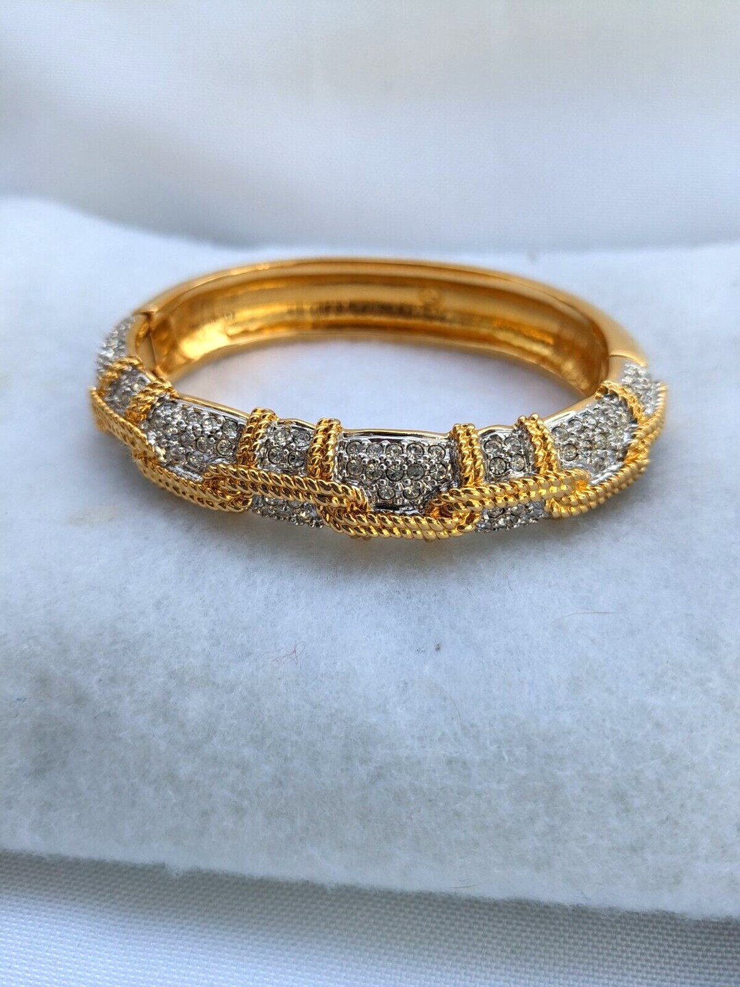 Swarovski Gold Tone Clear Crystals Rope Design Cuff Bracelet - Etsy