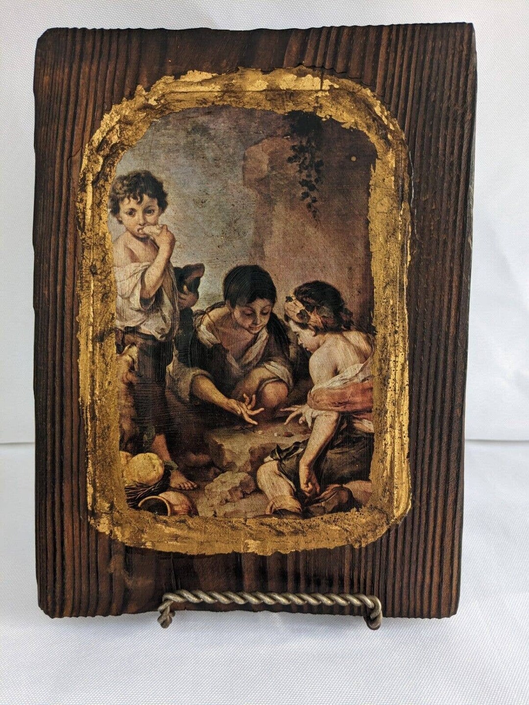 Murillo Vintage Print on Wood Plank W/ Textured Brush Strokes - Etsy