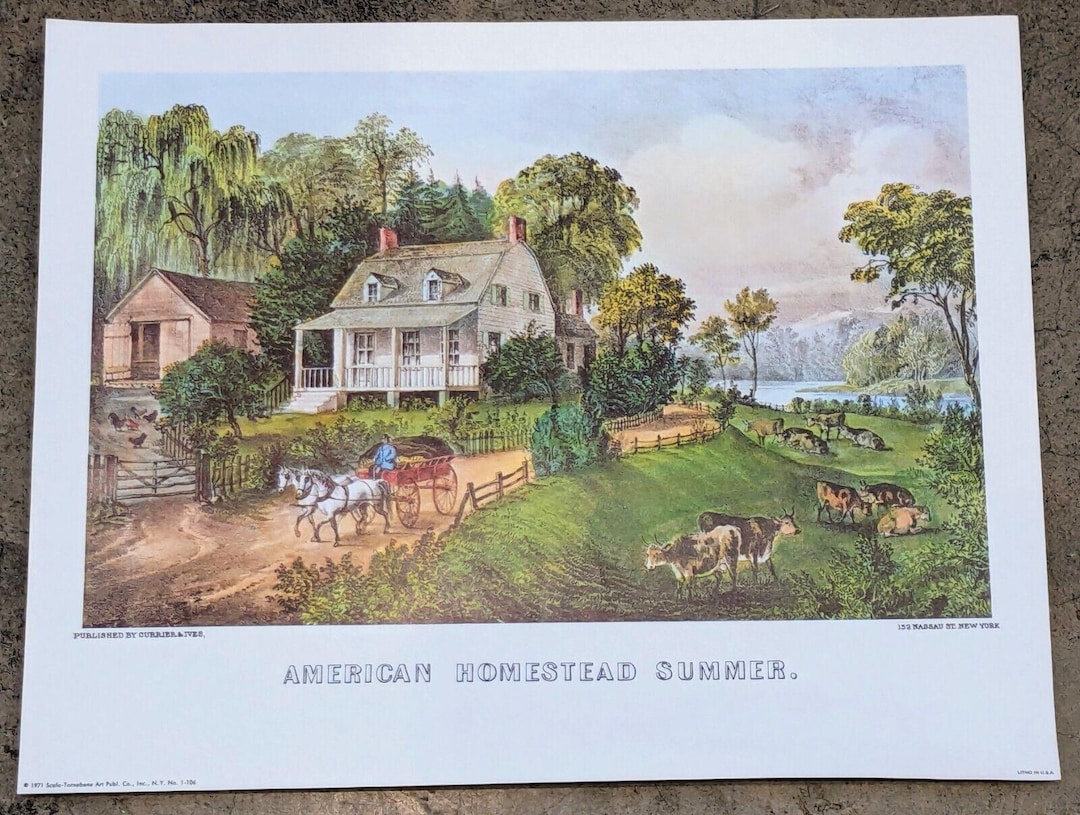 Currier & Ives American Homestead Summer Original Color Lithograph NY ...