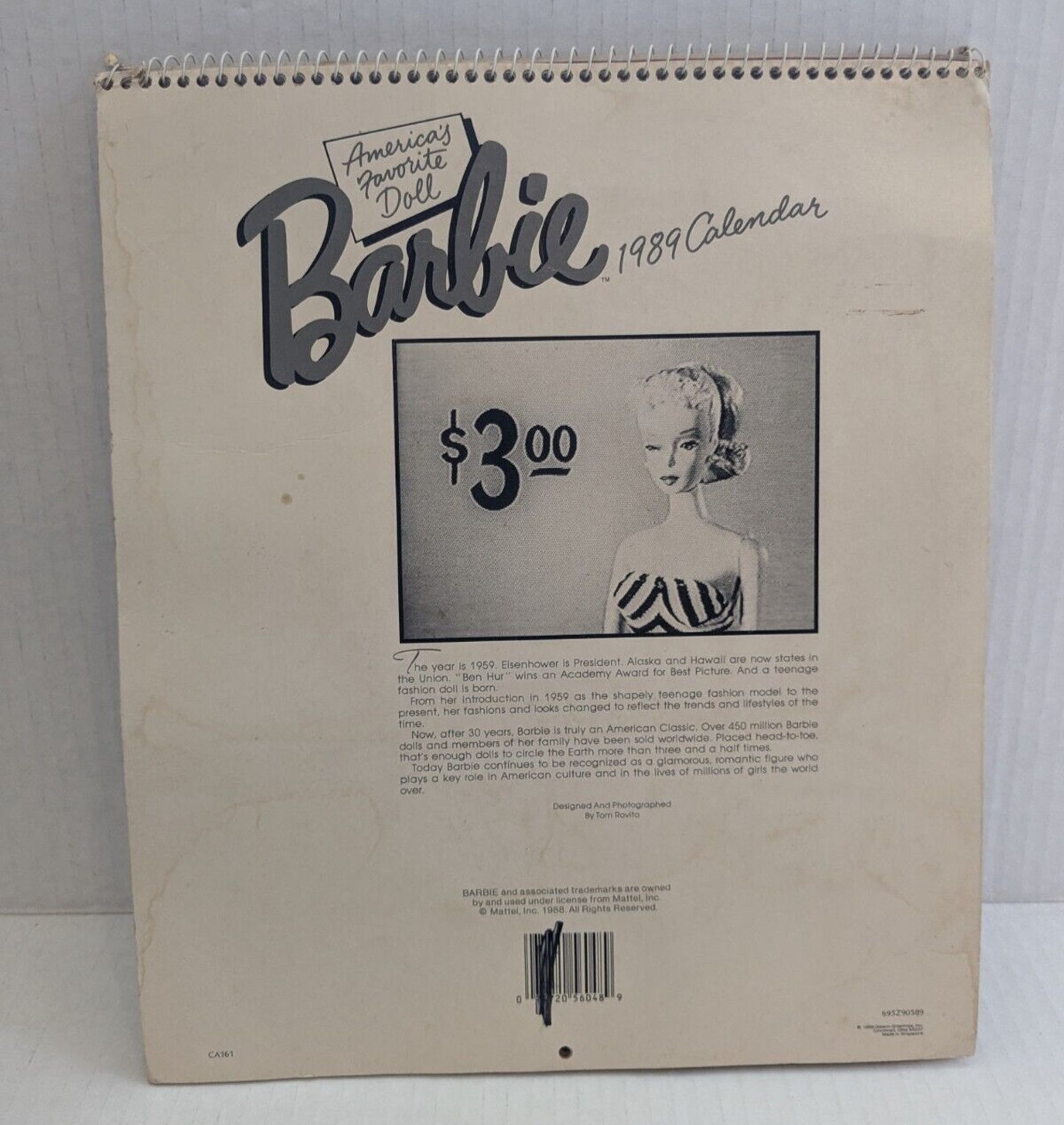 Vintage 1959 Barbie Fashion Calendar 1989 & 1990 Nostalgic Barbie ...