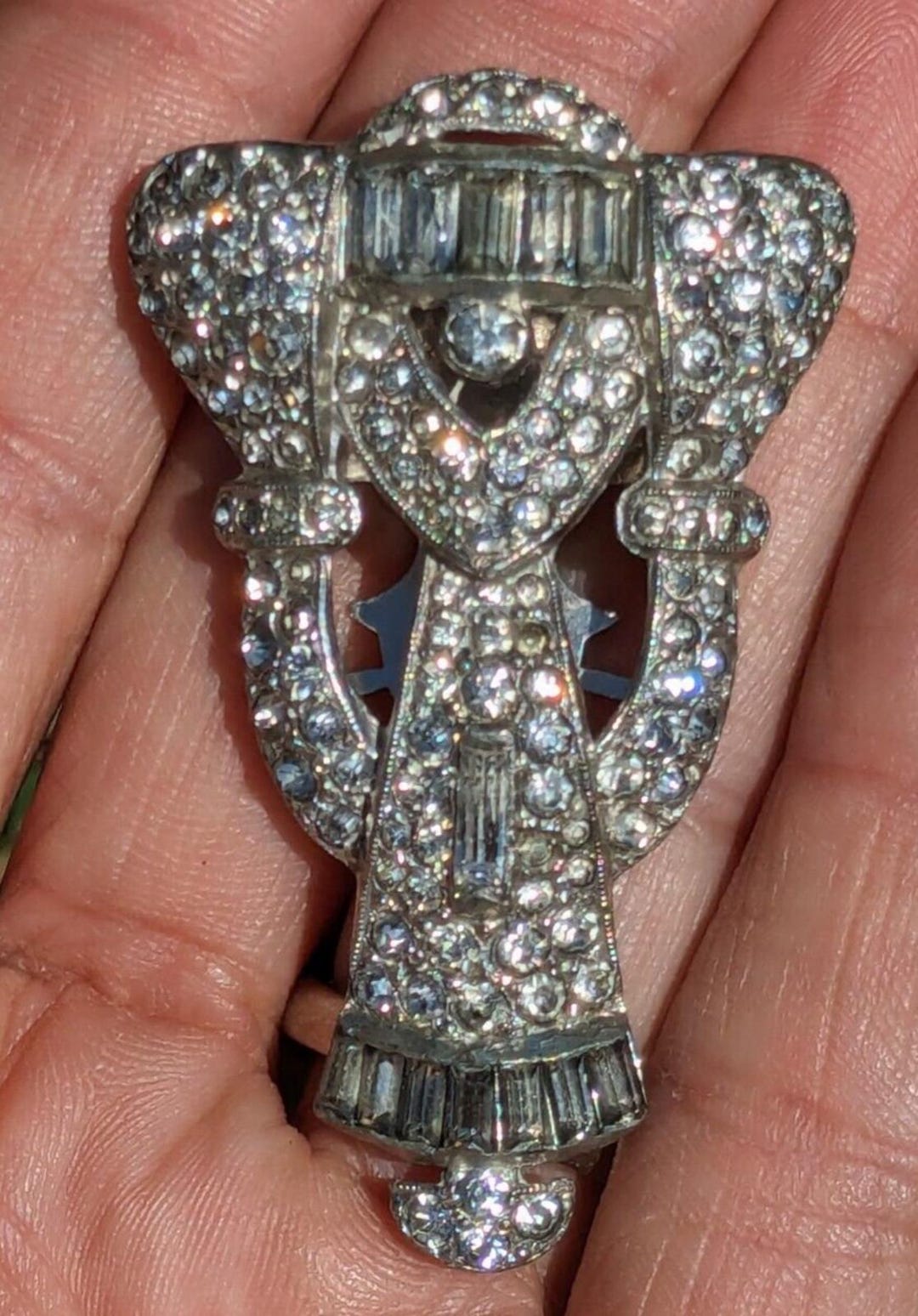 1920’s Art Deco Antique Paste Rhinestone Dress Fur Clip Pin Brooch ...