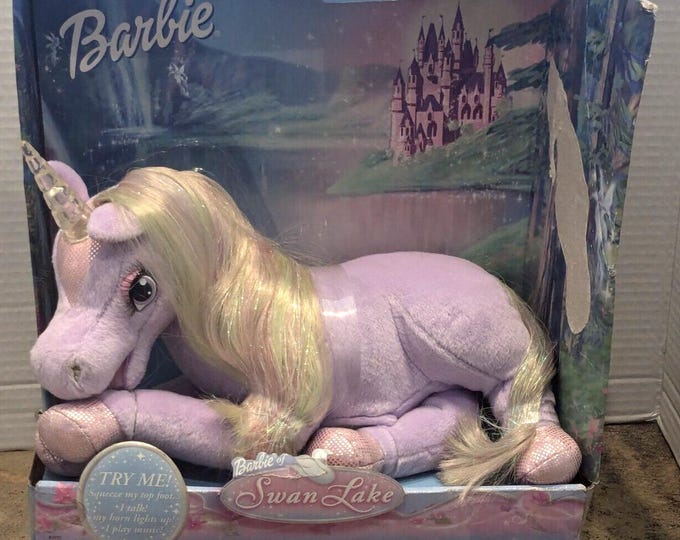 VTG 2003 Barbie of Swan Lake Lila Unicorn Plush in Box Mattel Rare ...