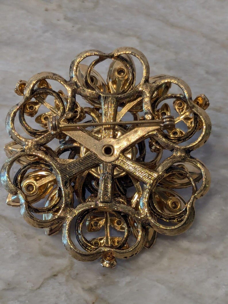 Vintage Signed Selro Selini Deep Red Aurora Borealis Brooch Pin ...