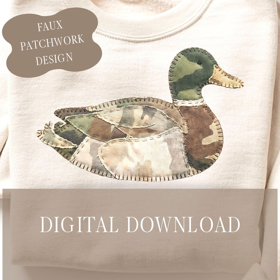 Mallard Duck Patchwork PNG Hunting Faux Applique Design Southern ...