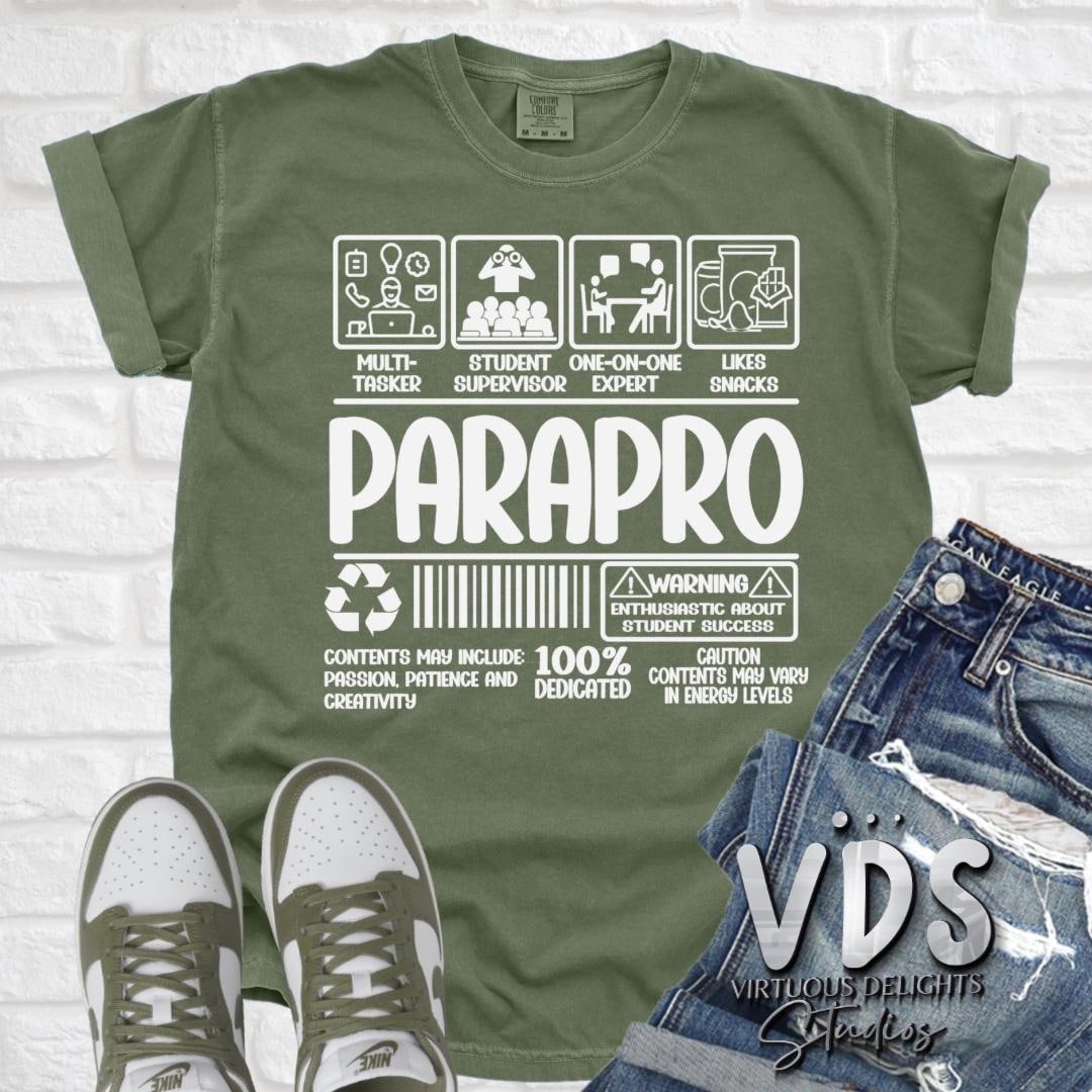 Parapro Label T-shirt | Funny Parapro Gift | Custom School Staff Shirt ...