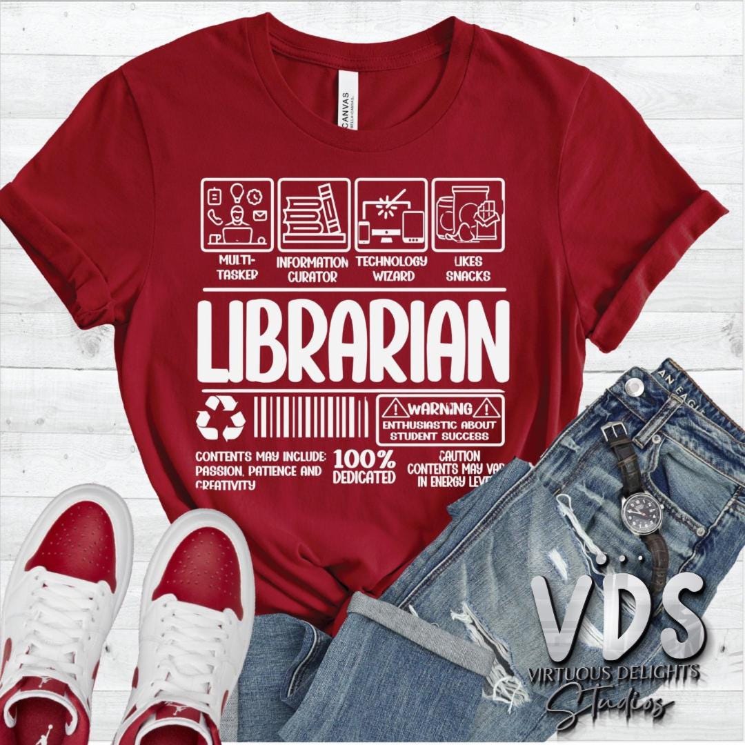 Librarian Label T-shirt | Funny Librarian Gift | Custom School Staff ...