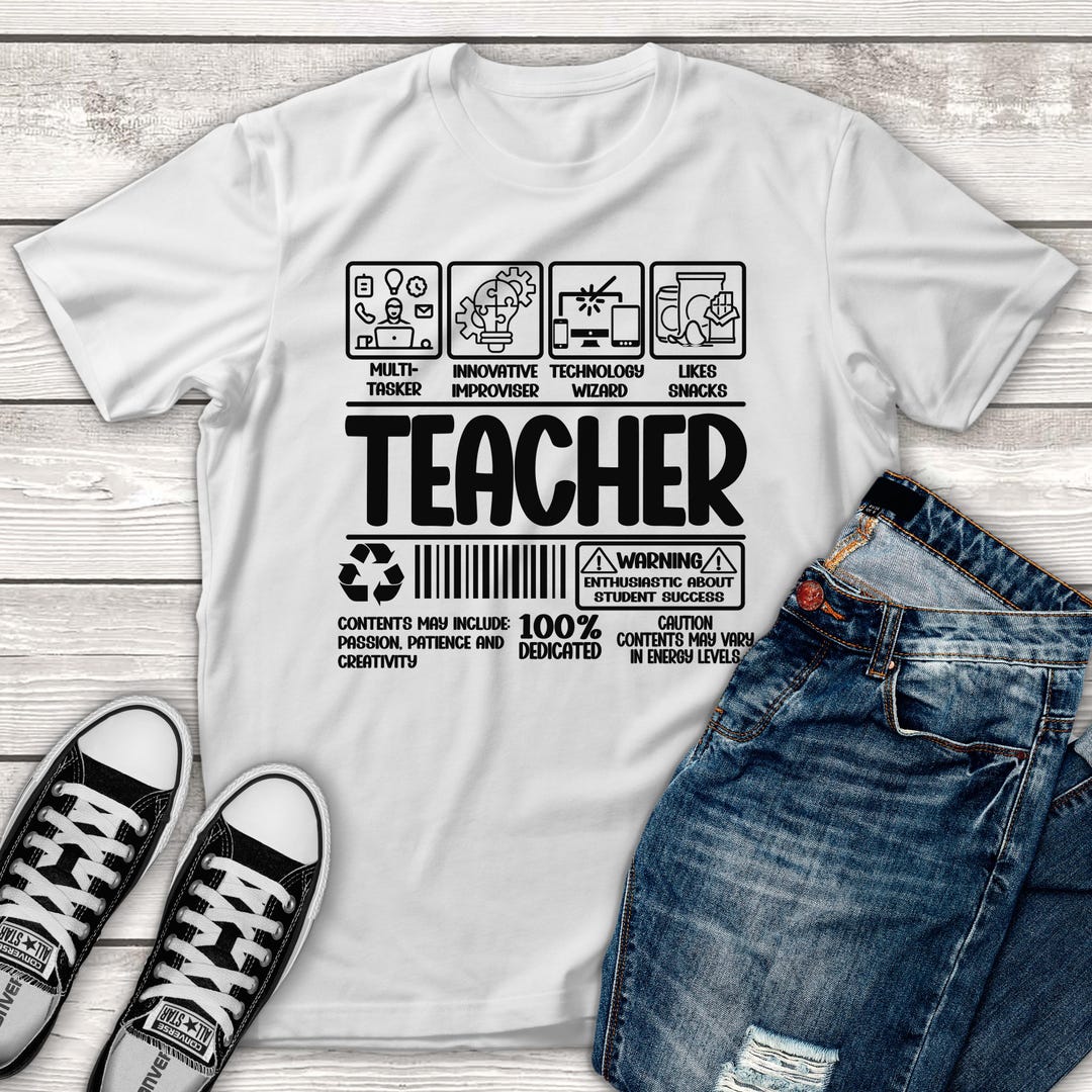 Teacher Label T-shirt | Funny Teacher Gift | Custom School Staff Shirt ...