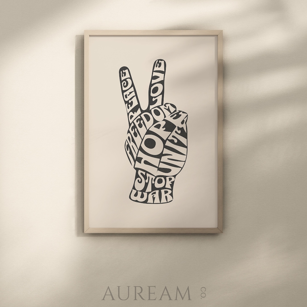Peace Poster Hand Peace Sign Peace Sign Wall Art Unity - Etsy