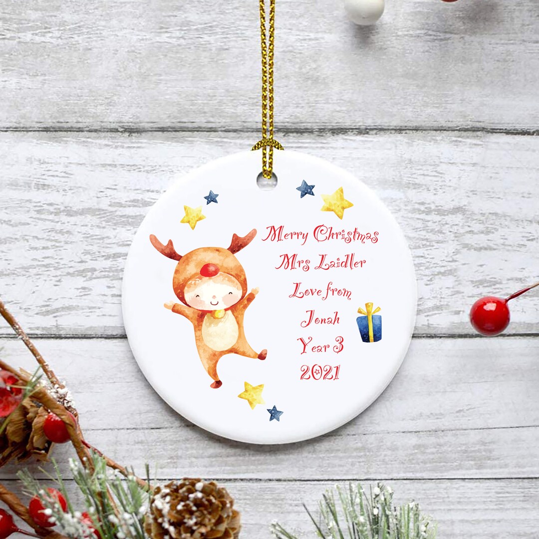 Personalised Teacher Christmas Decoration Gift From Child Tree Bauble ...
