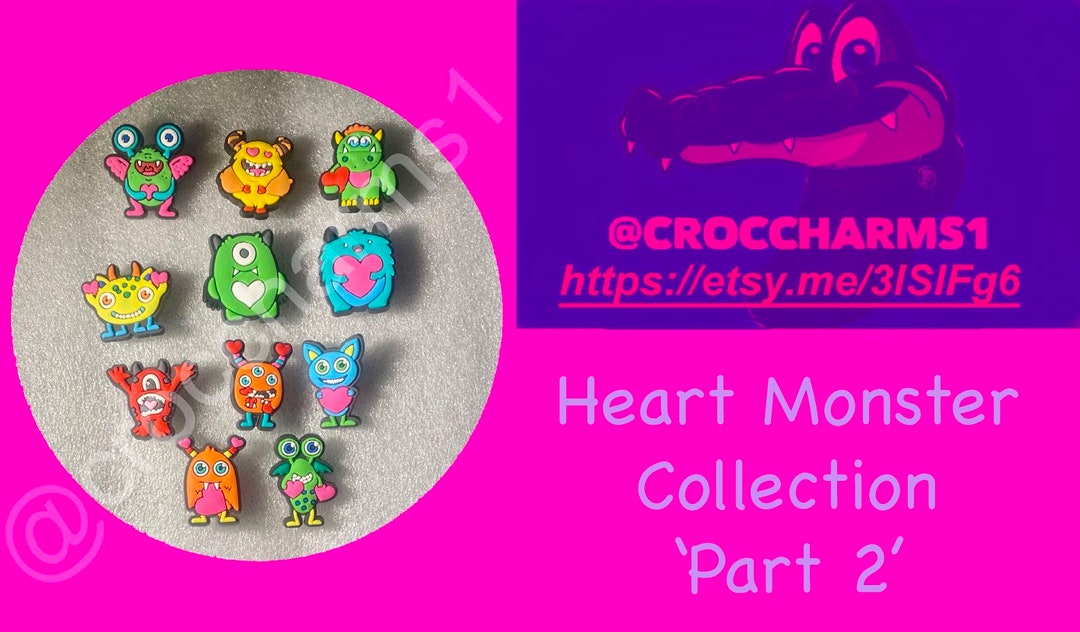 Heart Monsters Cute Multicolour Croc Charms Decorative Shoe Charm for ...