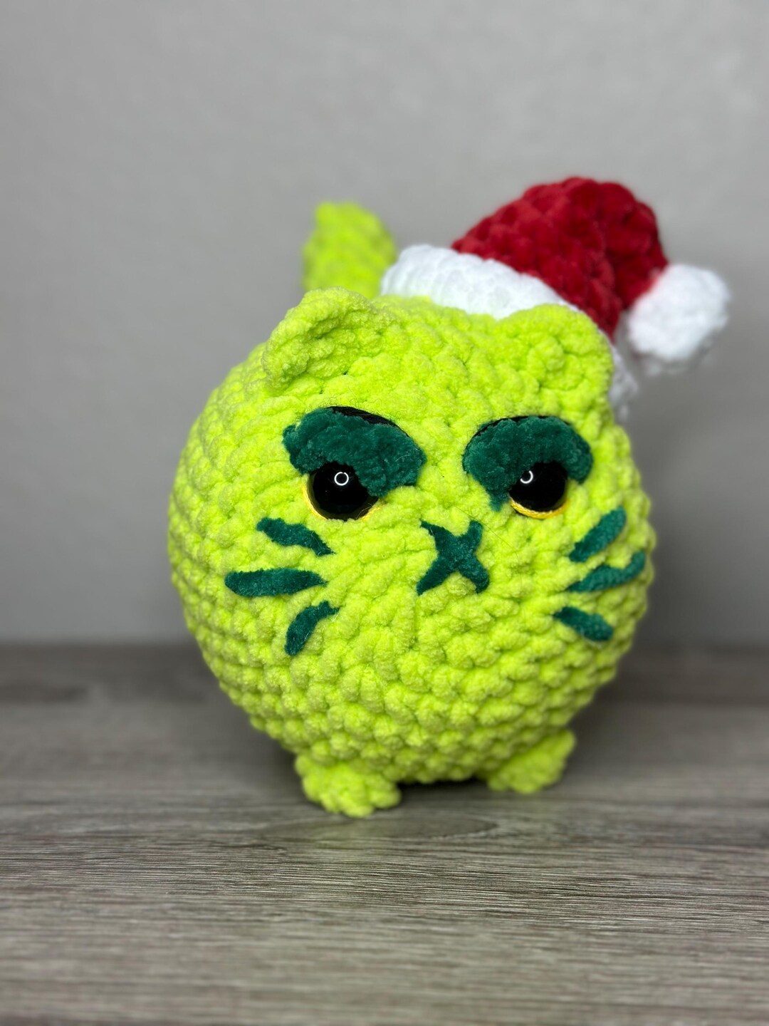 Santa Hat Kitty, Green Plush Cat, Cat With a Hat - Etsy