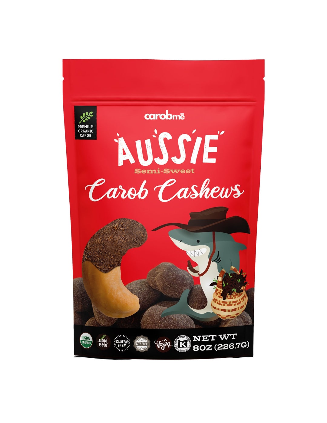 Carobme Organic Carob Covered Cashews 8oz., Healthy Snack, Vegan, Soy ...