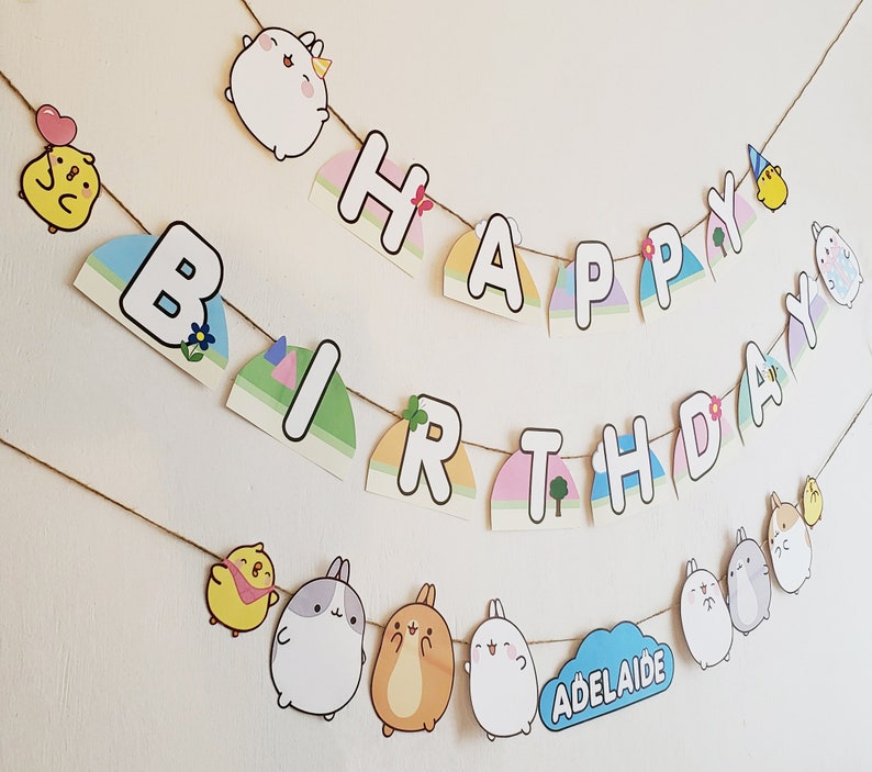 Molang Birthday Banner Molang and Piu Piu Birthday Garland | Etsy