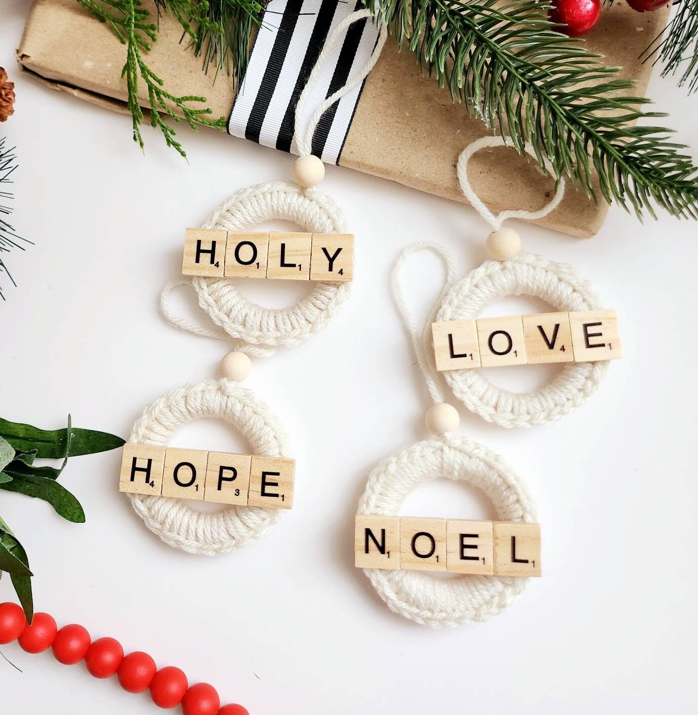 Scrabble Tile Ornaments , Scrabble Christmas Tiles , Scrabble Wreath ...