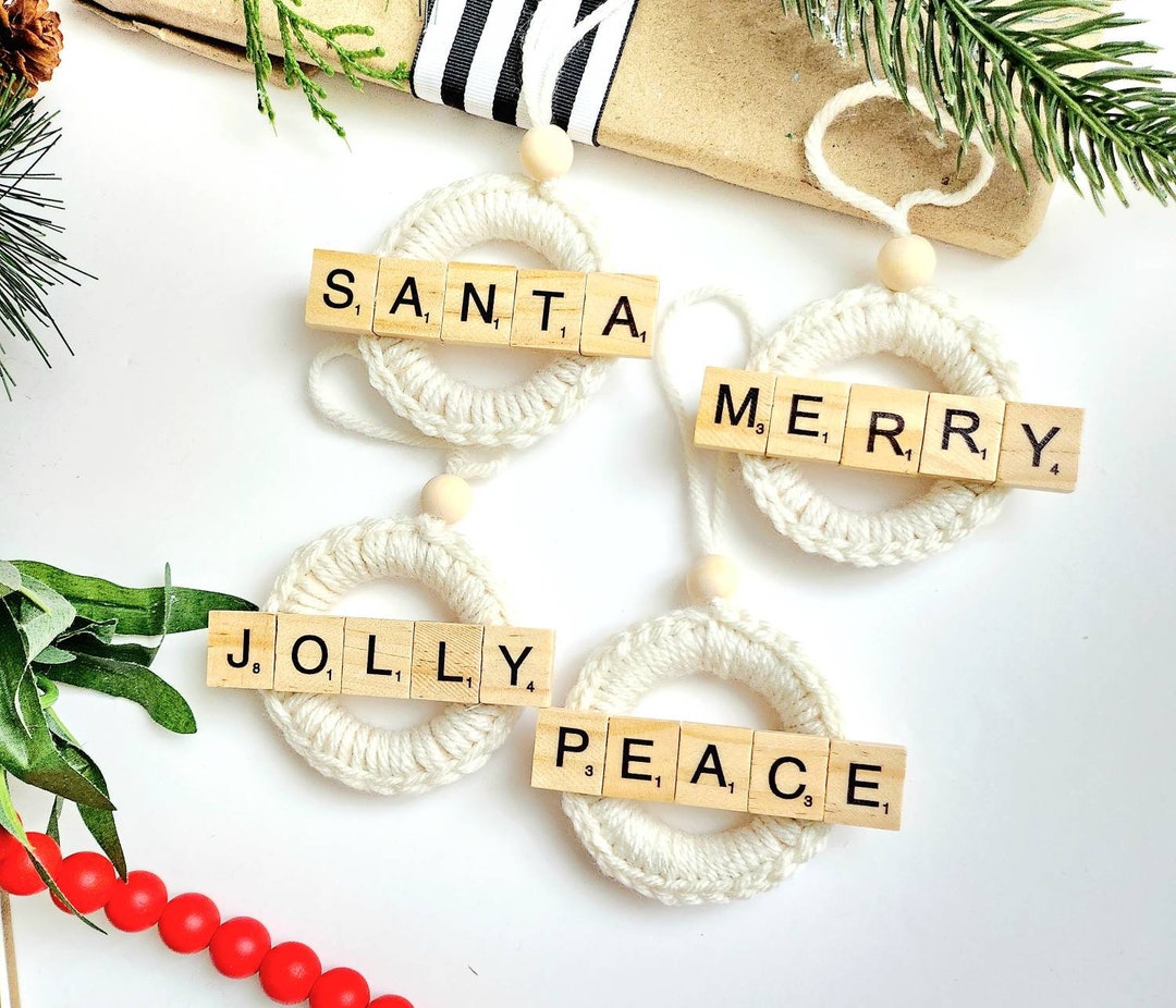 Scrabble Tile Ornaments , Scrabble Christmas Tiles , Scrabble Wreath ...