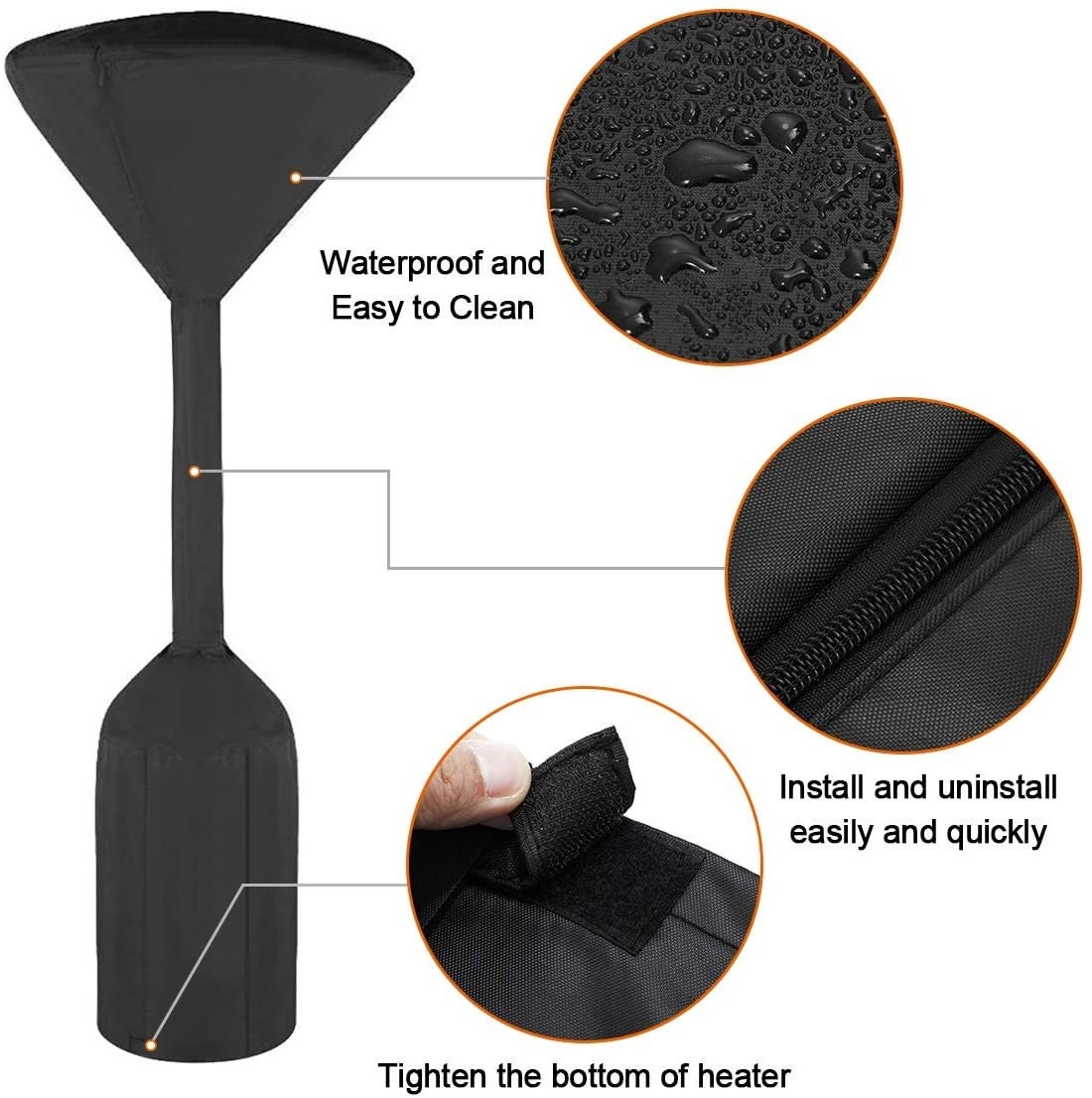 Stand-up Patio Heater Cover, Up-grated Oxford Fabric 600D Waterproof ...