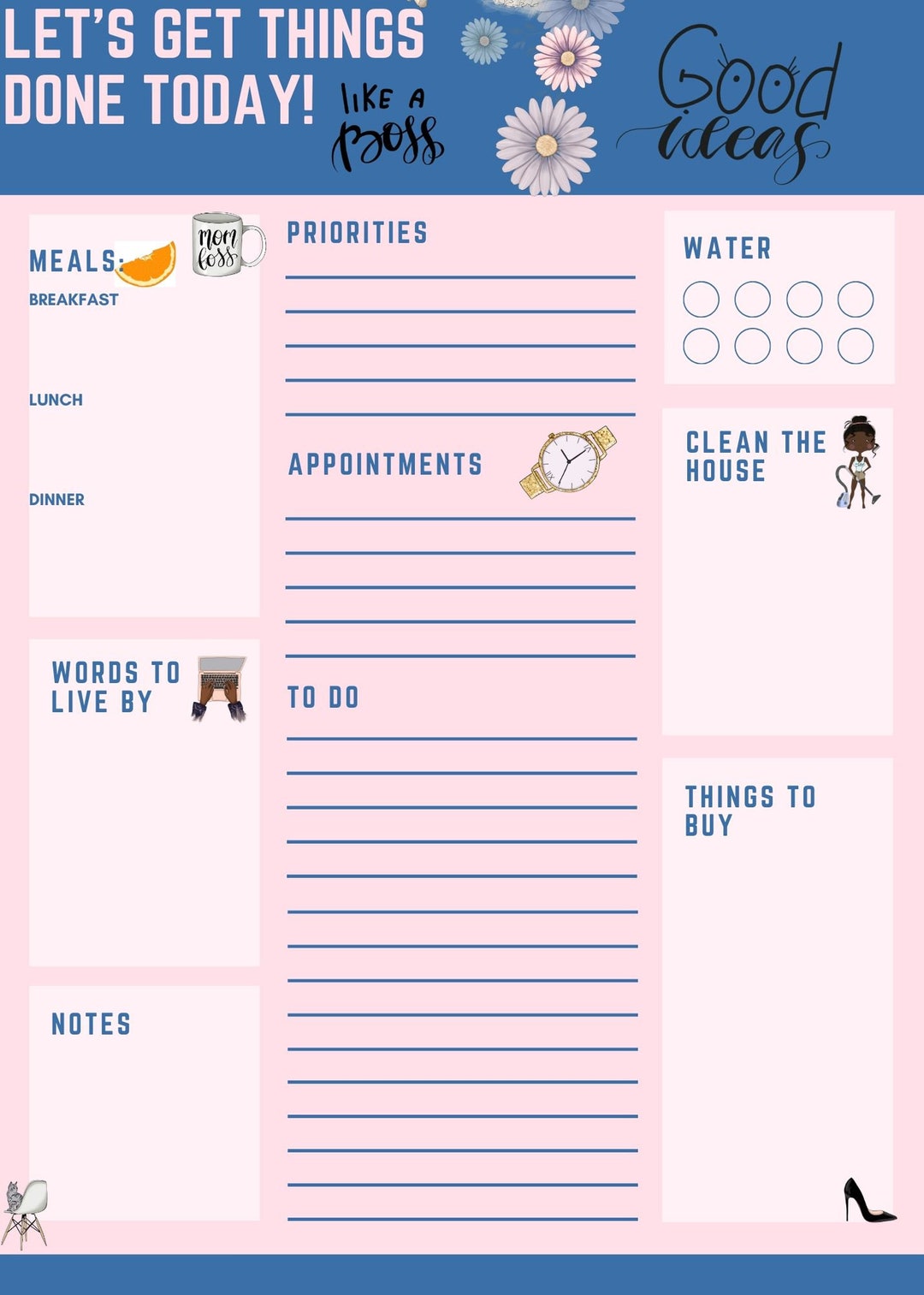 Let's Get Things Done Today - to Do List - Etsy