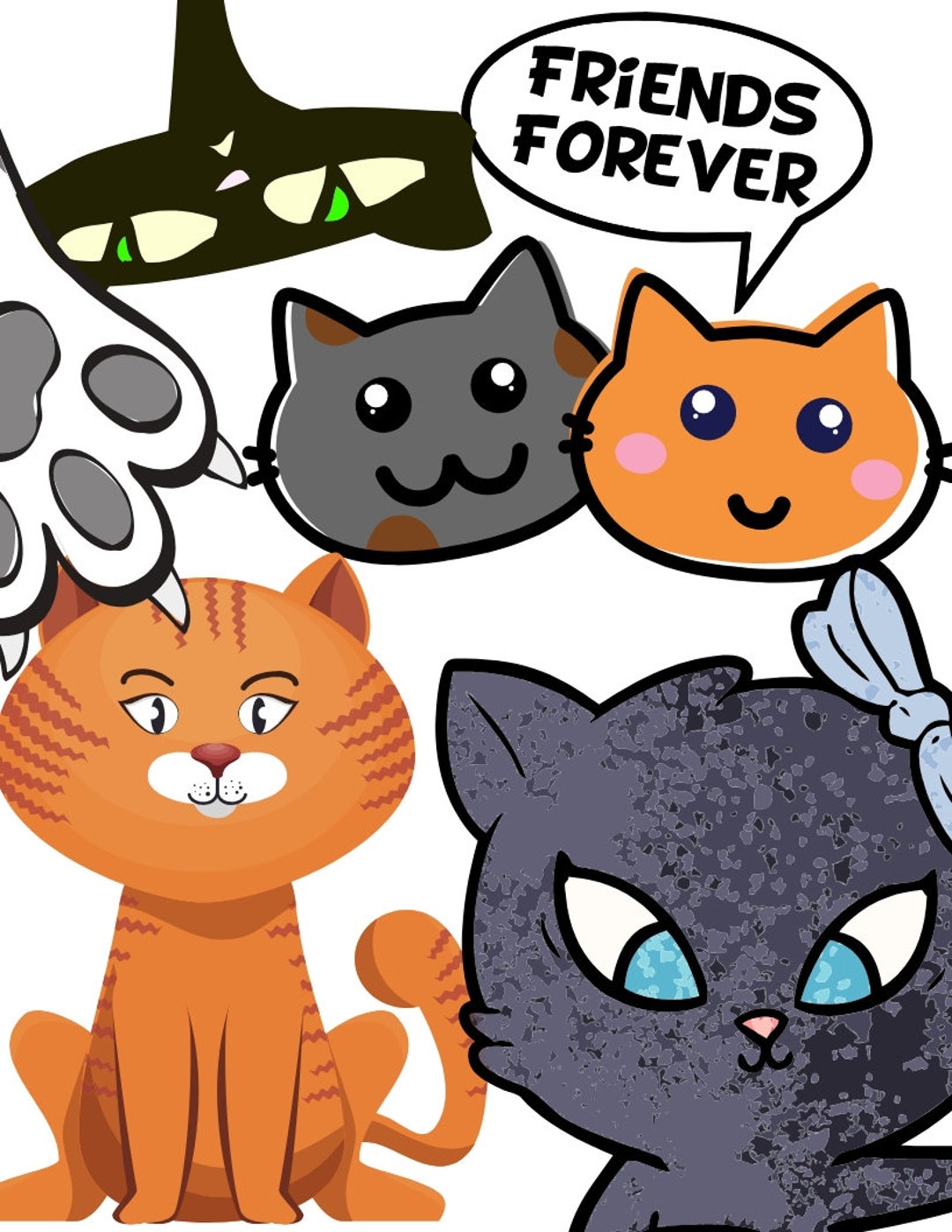Friends Forever - Cats Clip Art - Cat Lovers Clip Art - Etsy