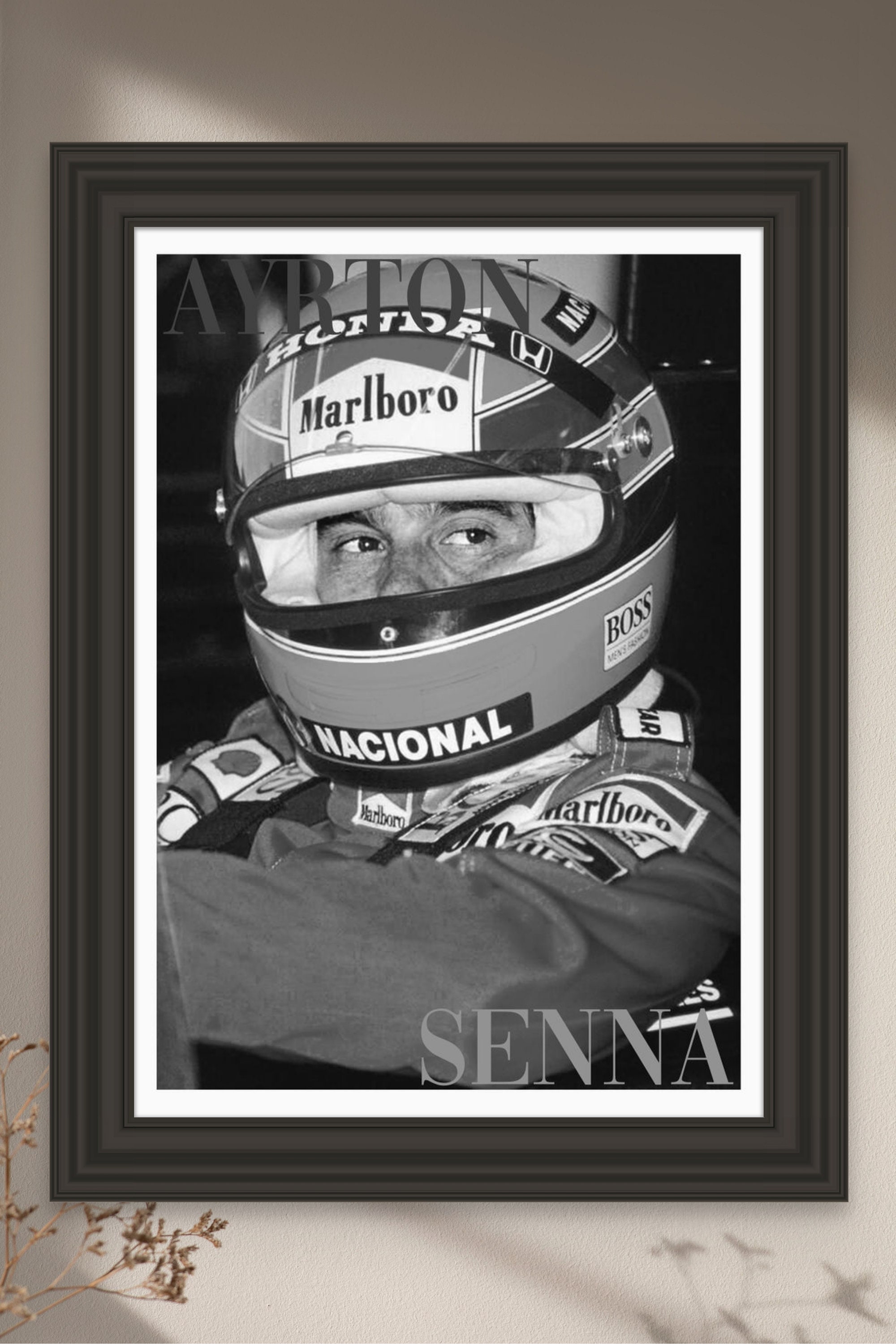 Ayrton Senna Digital Poster Download Wall Print Modern House F1 Husband ...