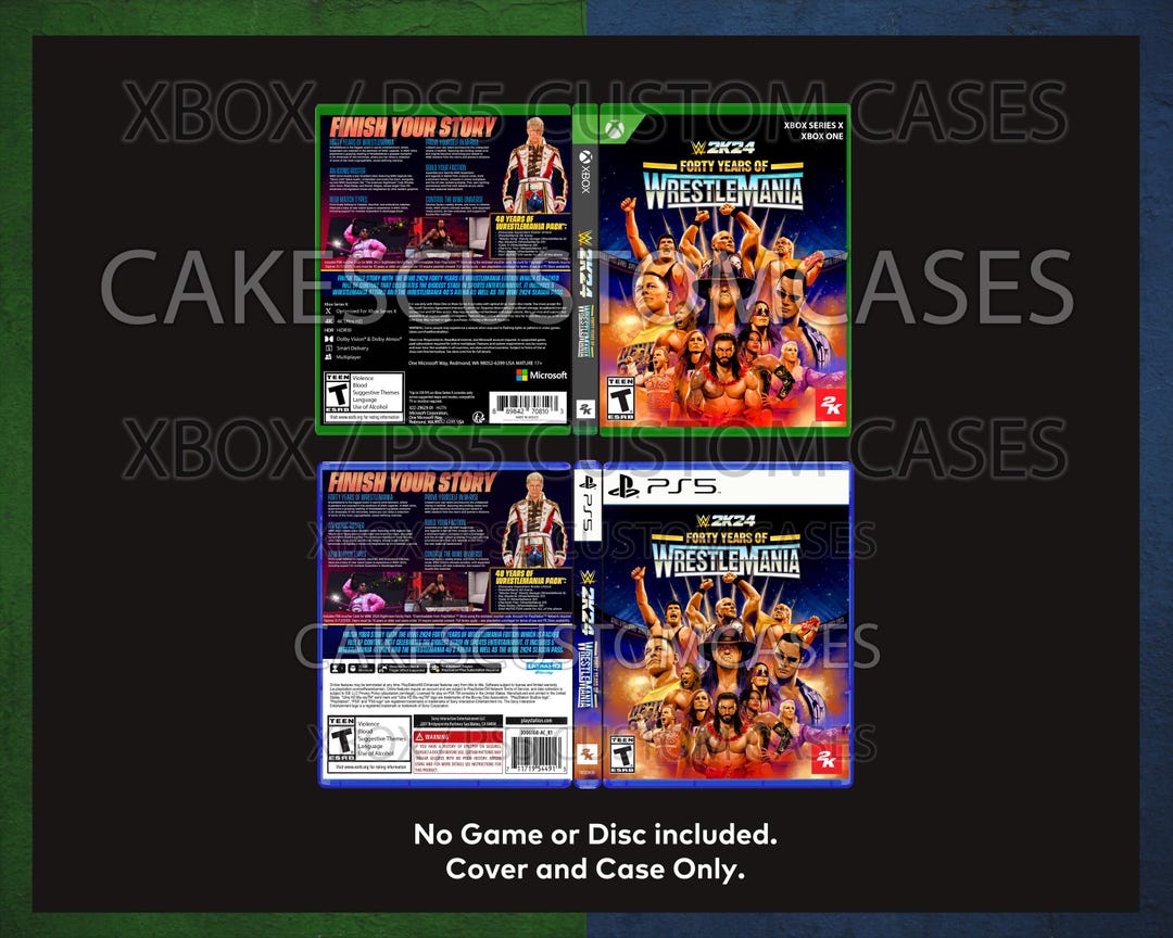Custom Replacement Case - WWE 2k24 40 Years Edition - NO DISC PS5 or ...