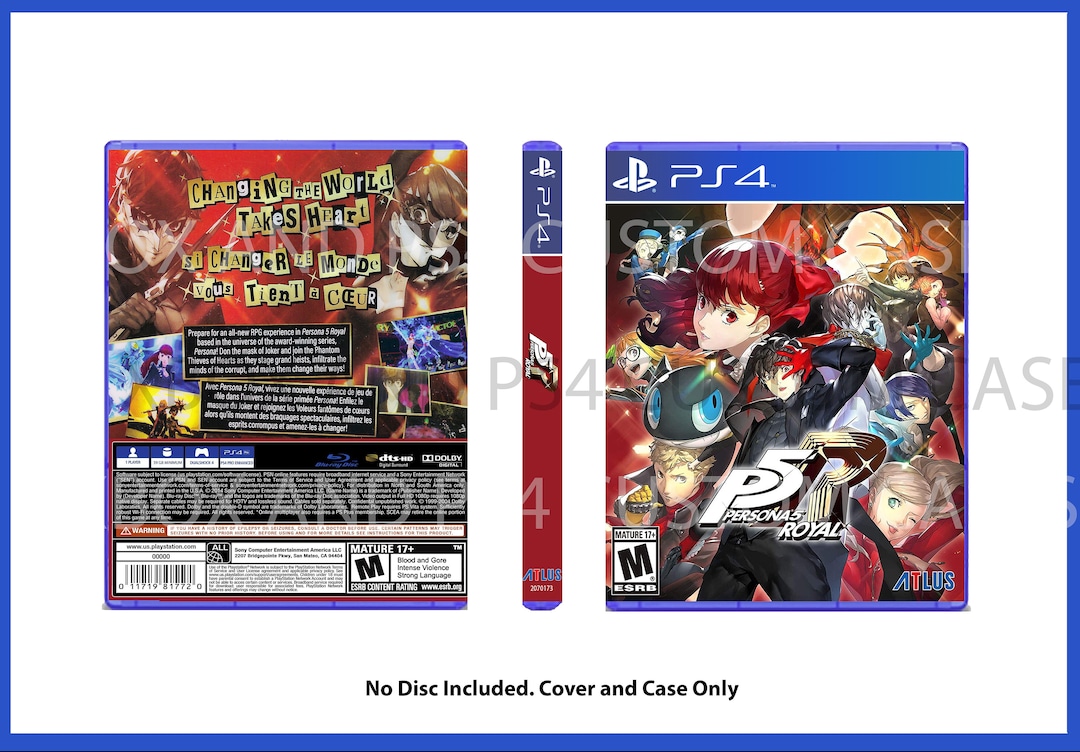 Custom Replacement Case Persona 5 Royal NO DISC PS4 Etsy