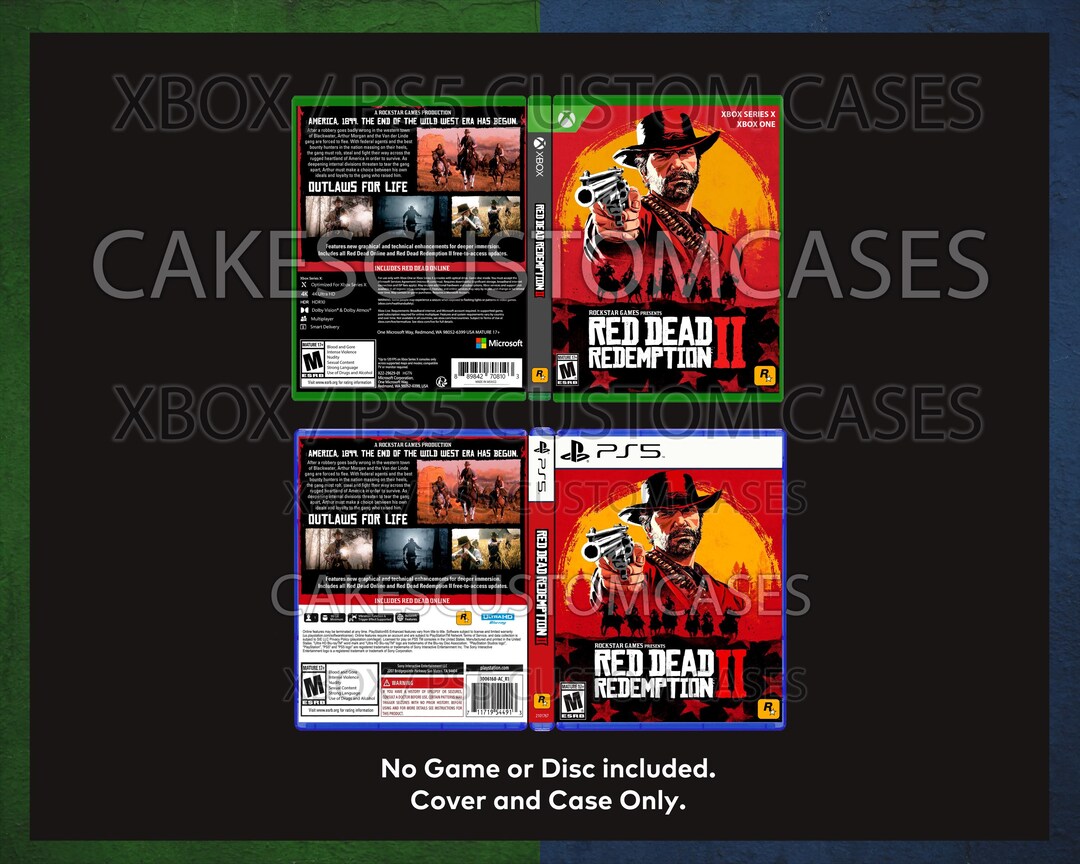 Custom Replacement Case Red Dead Redemption 2 NO DISC PS5 or Xbox ...