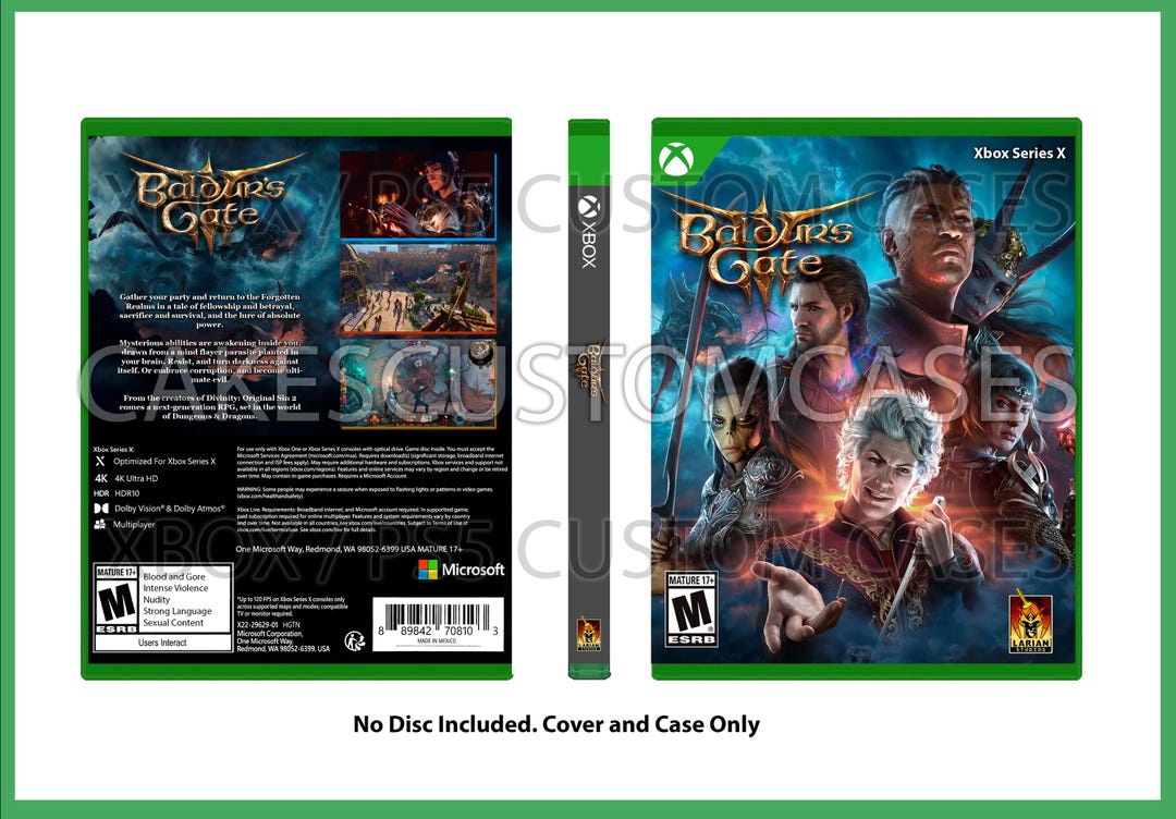 Custom Replacement Case Baldur's Gate III 3 NO DISC Xbox Series X - Etsy