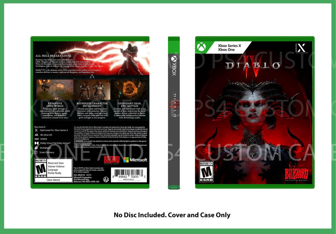 Custom Replacement Case Diablo IV 4 NO DISC Xbox Series X - Etsy