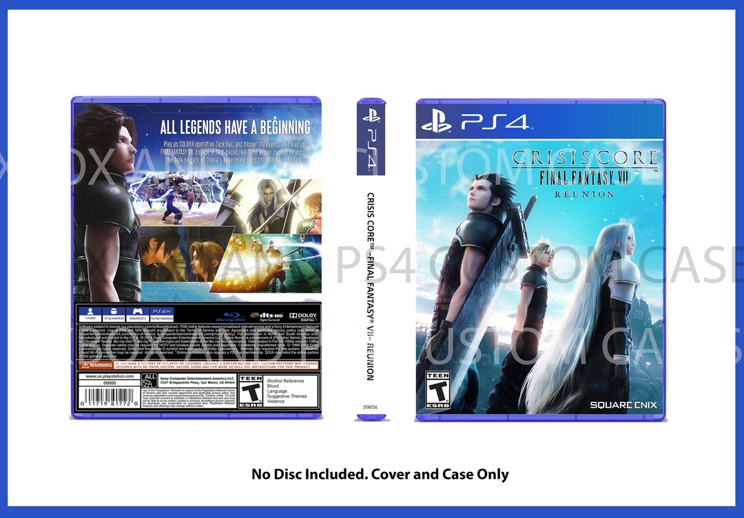 Custom Replacement Case Final Fantasy Crisis Core NO DISC PS4 - Etsy