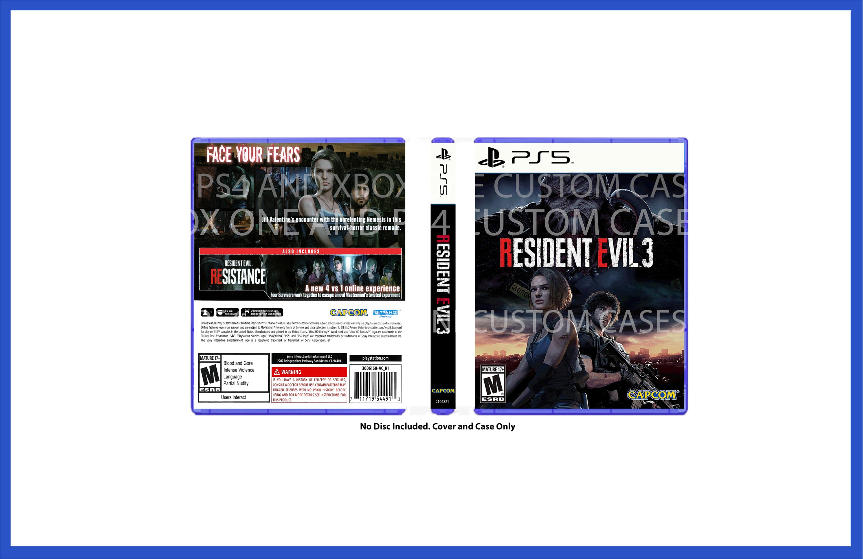 Custom Replacement Case Resident Evil 3 Remake NO DISC PS5 - Etsy