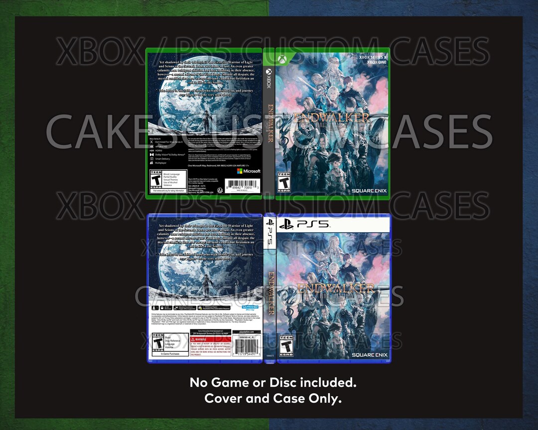 Custom Replacement Case Final Fantasy 14 Endwalker NO DISC PS4 PS5 Xbox ...