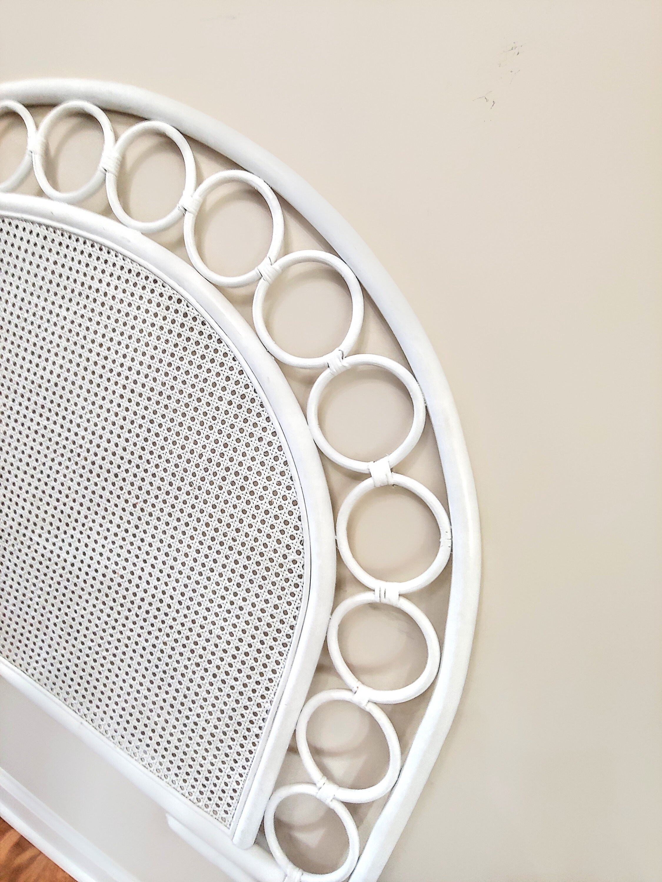 Beautiful Vintage Full White Wicker Headboard Cane Headboard Shabby ...