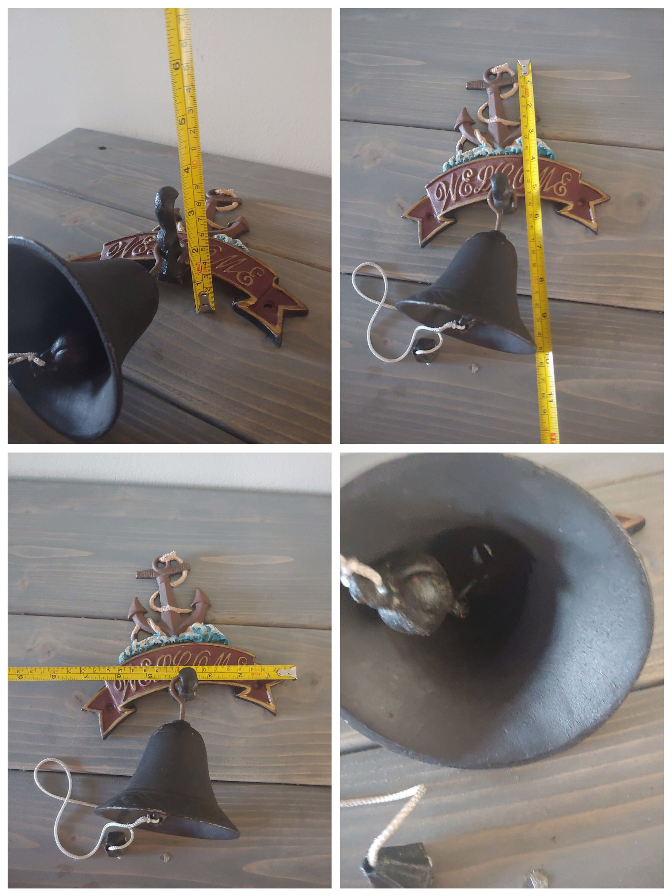 Cast Iron Hanging Bell Ringer Wall Bell Nautical Anchor Welcome Home ...
