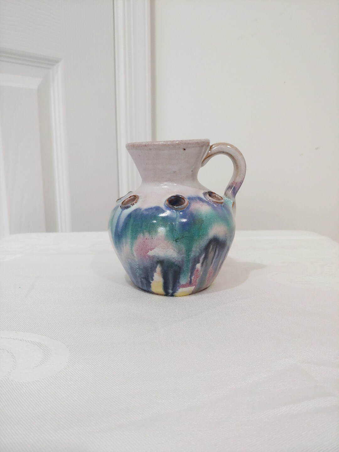 Vintage North Carolina Red Clay Pottery Handled Frog Vase, Collectable ...