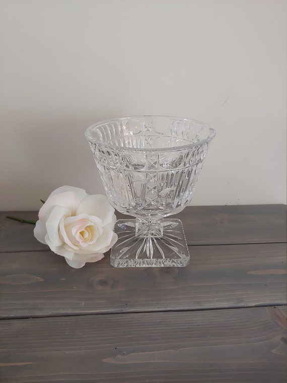 Large European Bohemian Crystal Compote Pressed Glass With Cut - Etsy