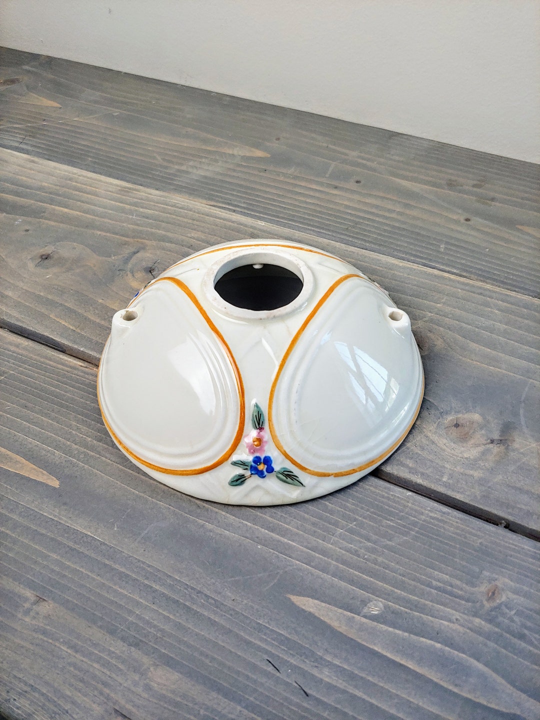 Gorgeous Antique Porcelier Porcelain Ceramic Flush Mount Single Light ...