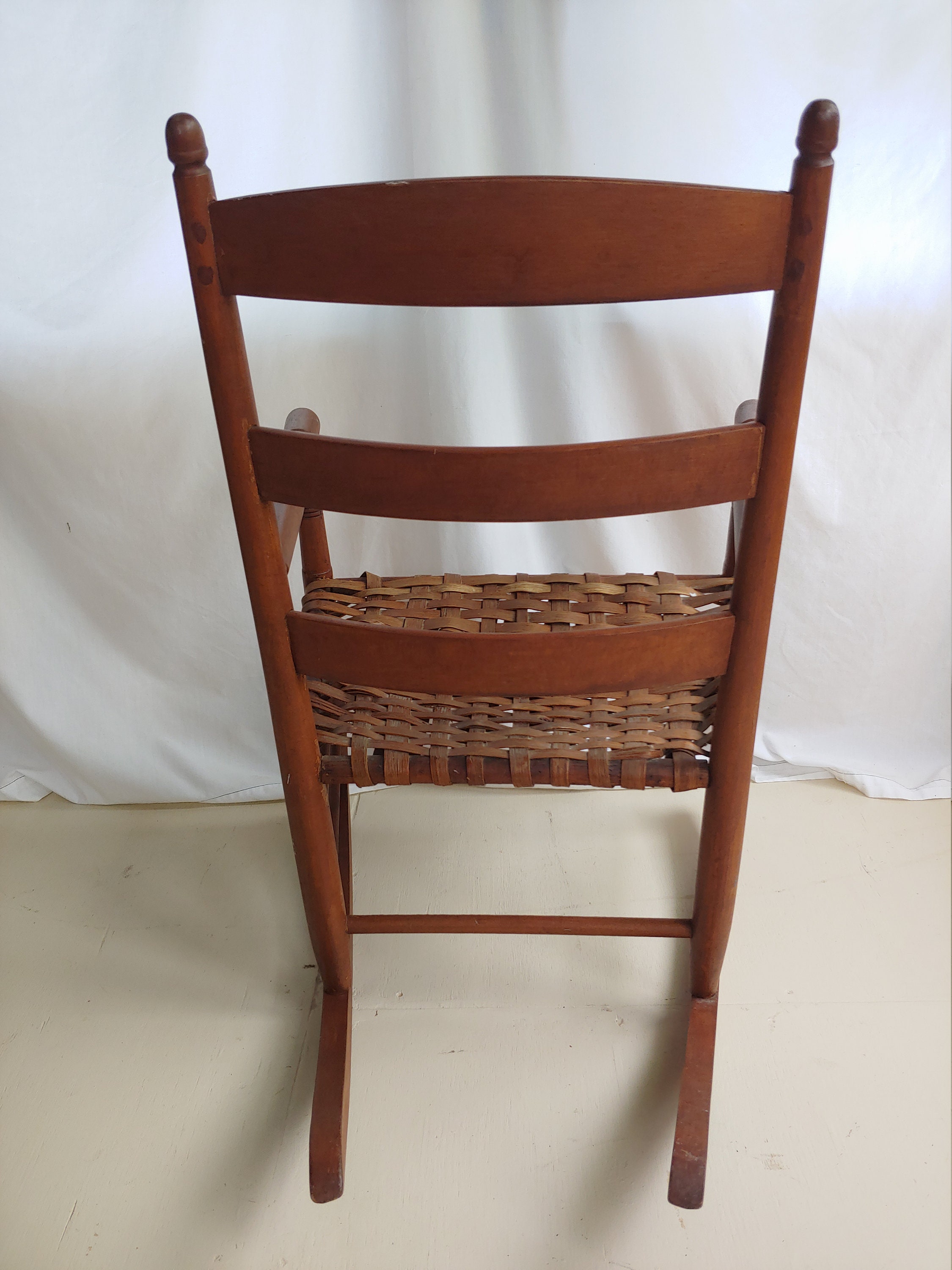 Beautiful Antique Wooden Shaker Split Woven Seat Kids Rocking Chair ...