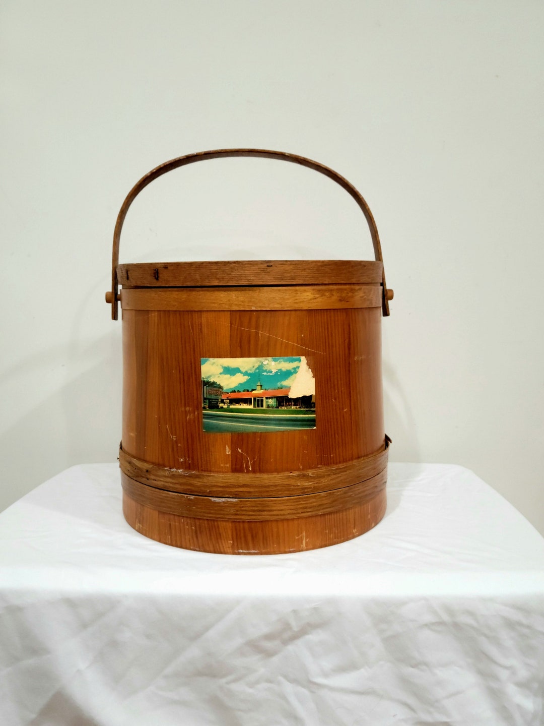 Large Vintage Antique Wooden Staved Firkin Sugar Bucket With Handle - Etsy