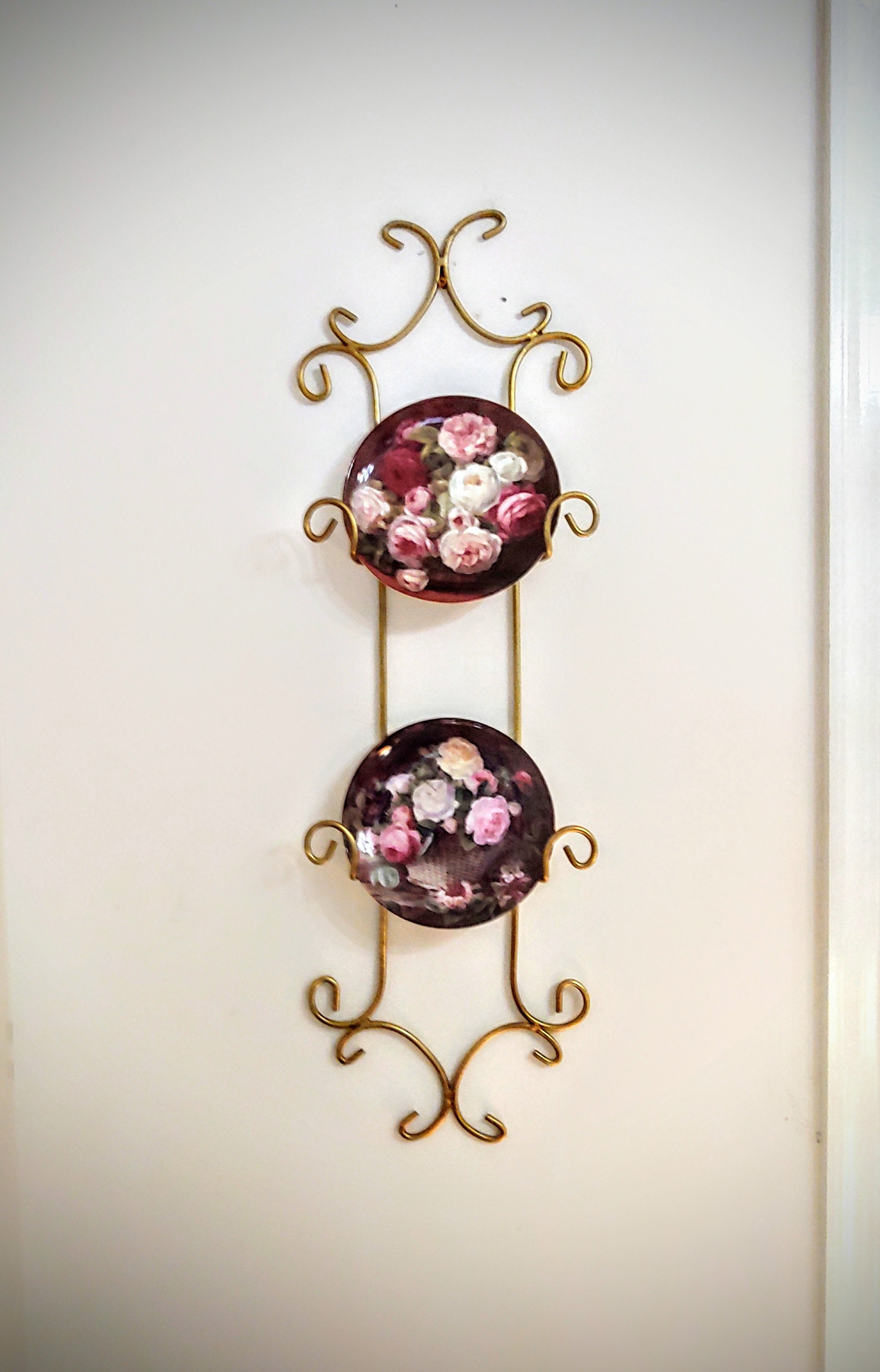 Stunning Metal Brass Wall Plate Holder Towel Holder Plate Rack Wall ...